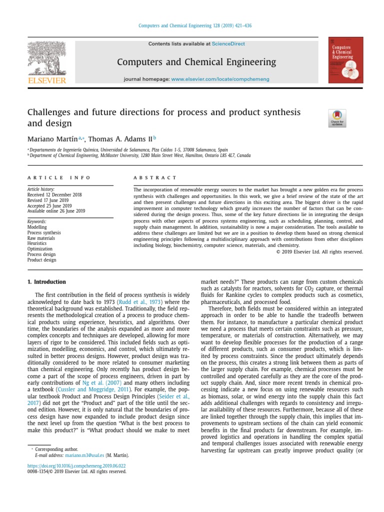 Challenges and Future Directions For Process and Product Synthesis and ...