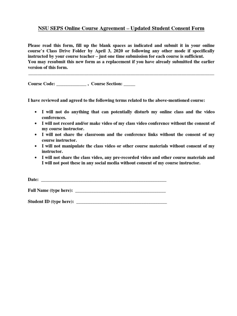 Student Consent Form