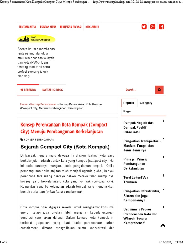 Konsep Perencanaan Kota Kompak (Compact City) Menuju Pembangunan ...