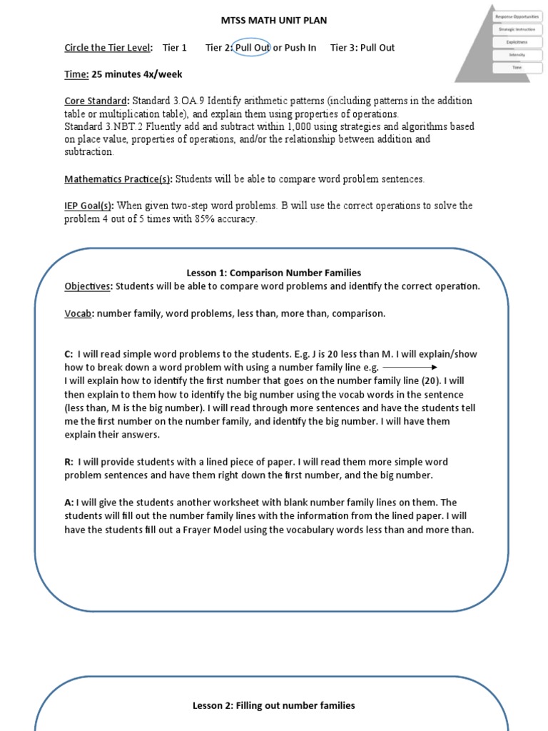 Mtss Math Unit Plan Template-1 | PDF | Numbers | Arithmetic