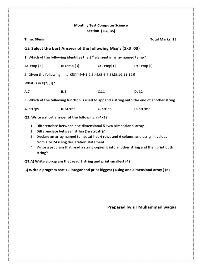 Monthly Computer Science Test Pdf 8691