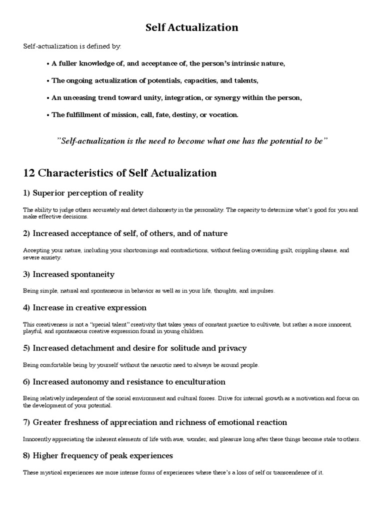 Self Actualization | Download Free PDF | Self Actualization | Metaphysics