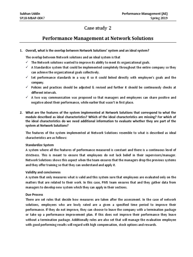 Case Study 2 Network Solutions | PDF | Goal | Performance Management