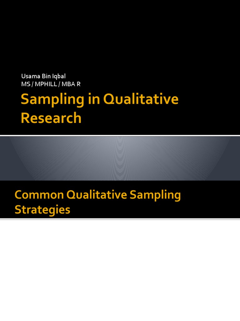 Sampling in Qualitative Research | PDF | Sampling (Statistics ...