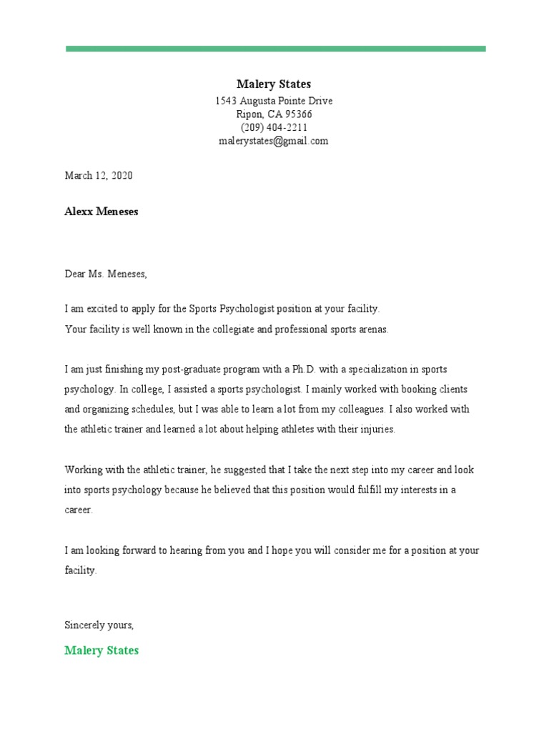 Cover Letter 2020 | PDF