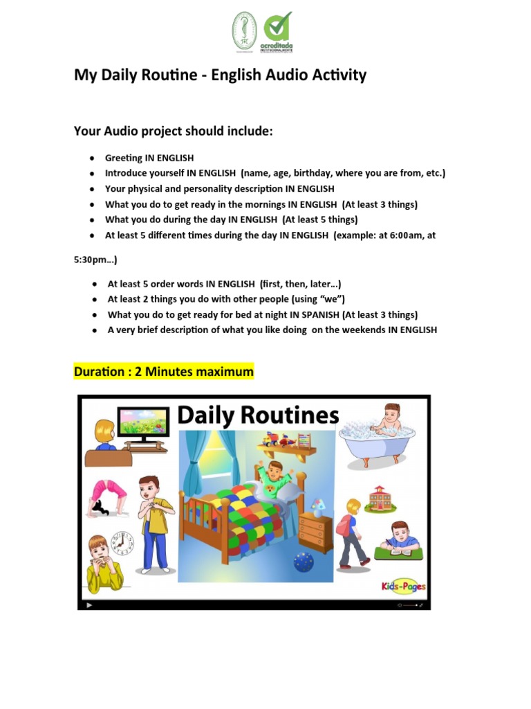 My Daily Routine - Audio Project | PDF | Artes del Lenguaje y Comunicación
