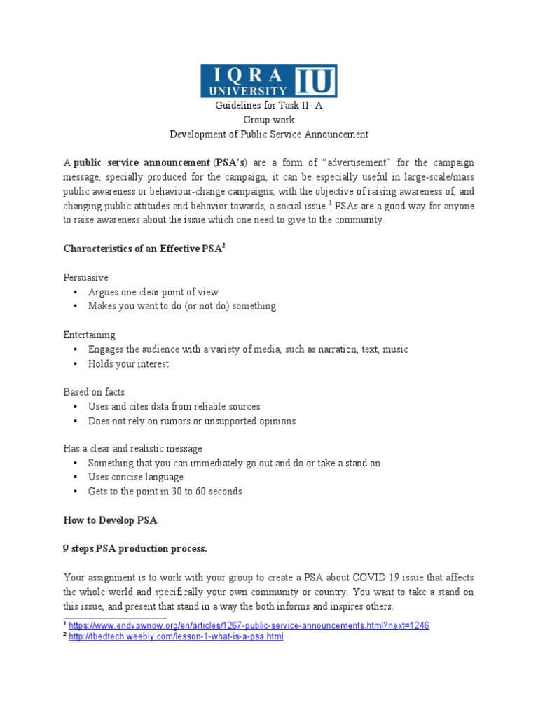 PSA Guidelines For Students | PDF | Mass Media | Semiotics