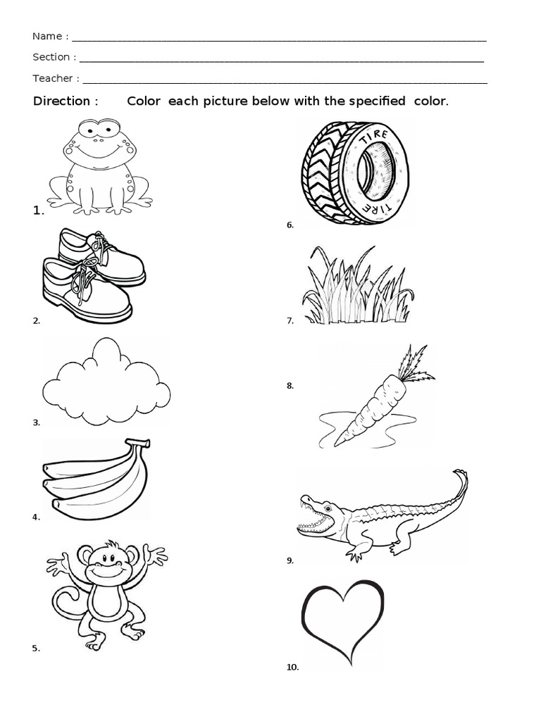 Kinder Assessment - Colors | PDF