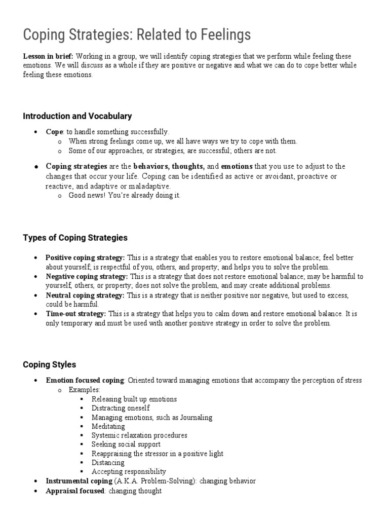 Coping Strategies Paper | PDF