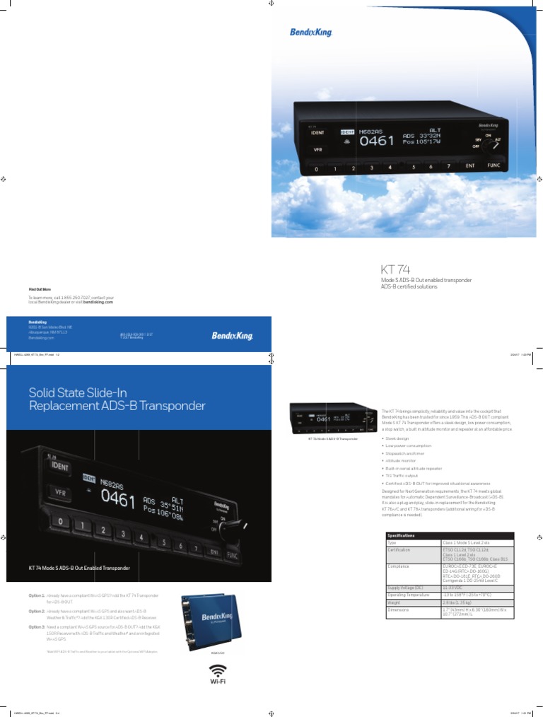 Mode S ADS-B Out Enabled Transponder ADS-B Certifi Ed Solutions | PDF ...