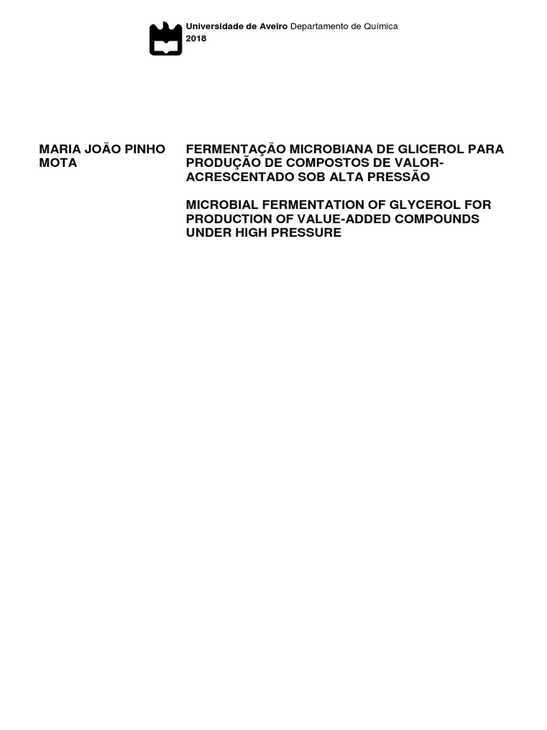 Microbial Fermentation of Glycerol For Production of Value-Added ...