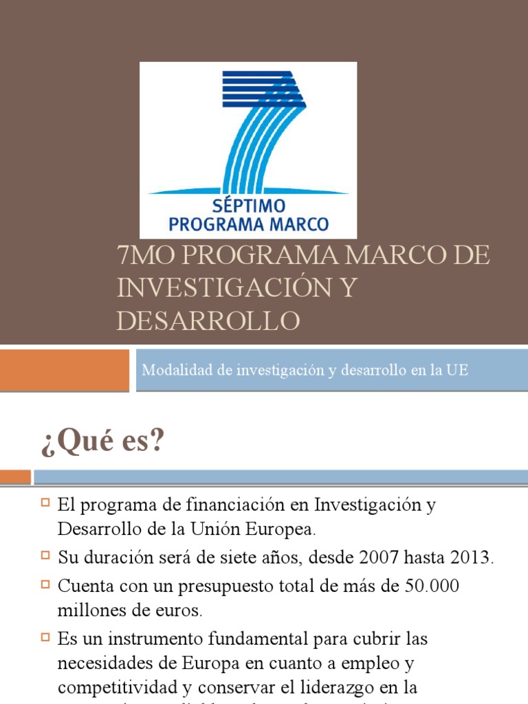 7mo Programa Marco | PDF | Unión Europea | Economias