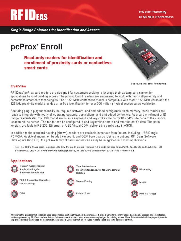 Pcprox Enroll: Read-Only Readers For Identification and Enrollment of ...