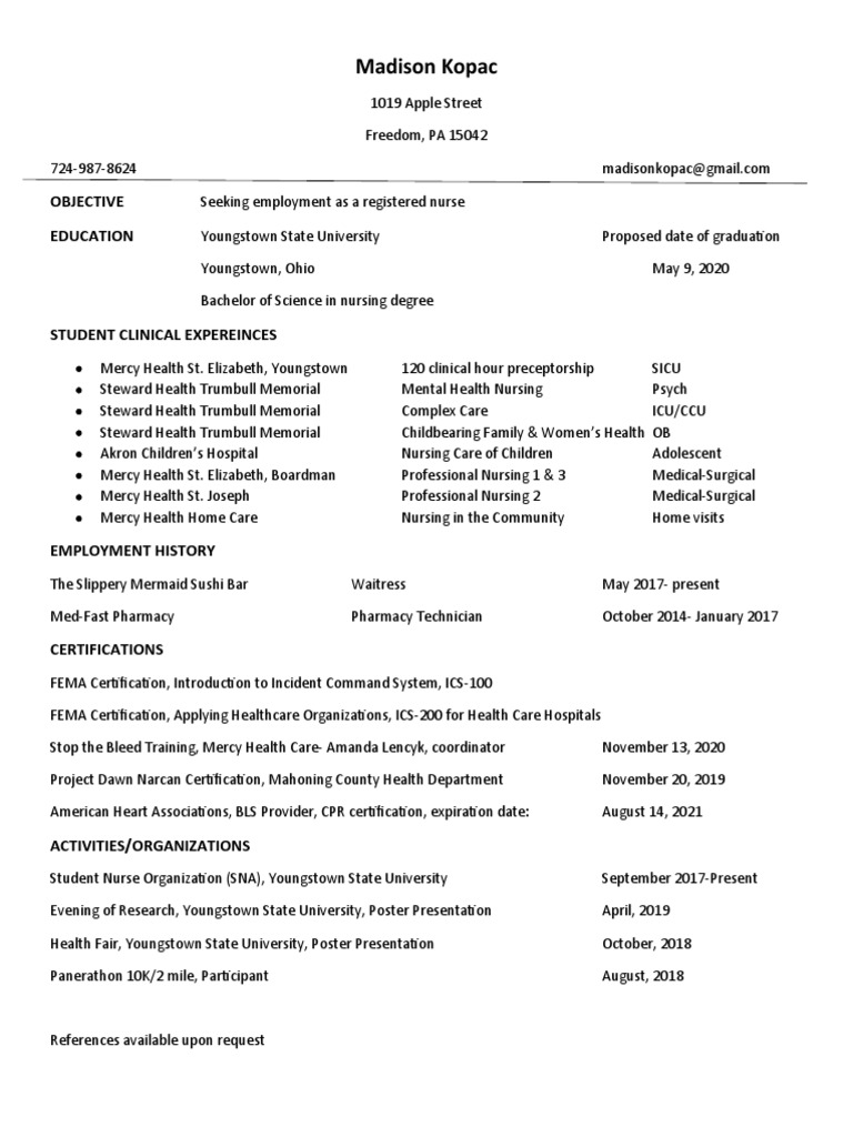 Updated Resume 2 | PDF | Youngstown | Nursing
