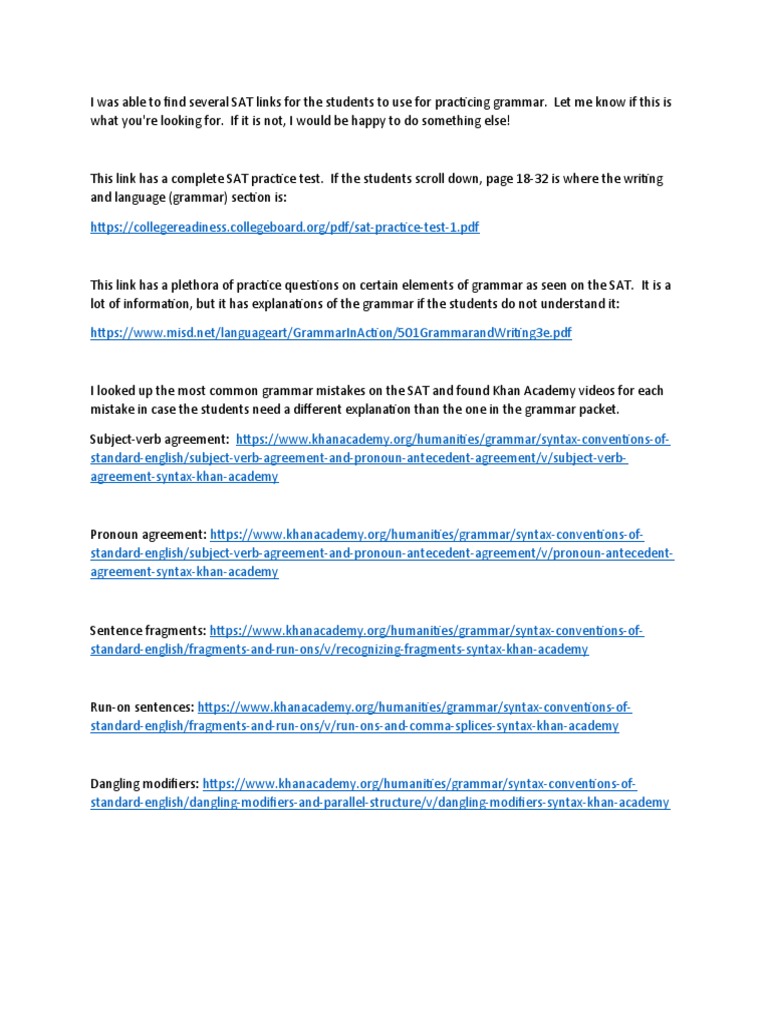 Sat Grammar Practice | PDF