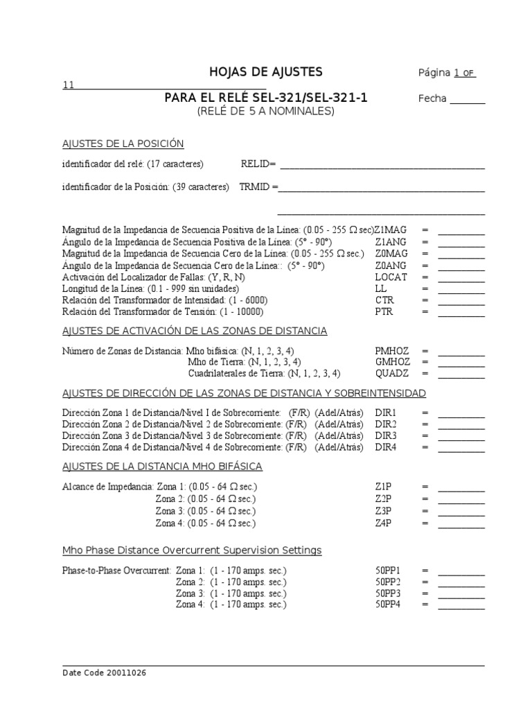 Ajustes del Relé SEL-321 | PDF | Telecomunicaciones | Fuerza