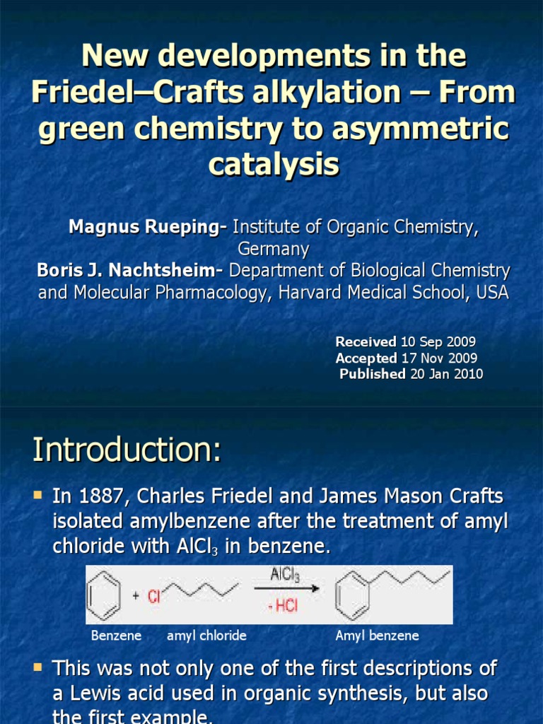 Advanced Friedel-Crafts Techniques | PDF | Catalysis | Alcohol