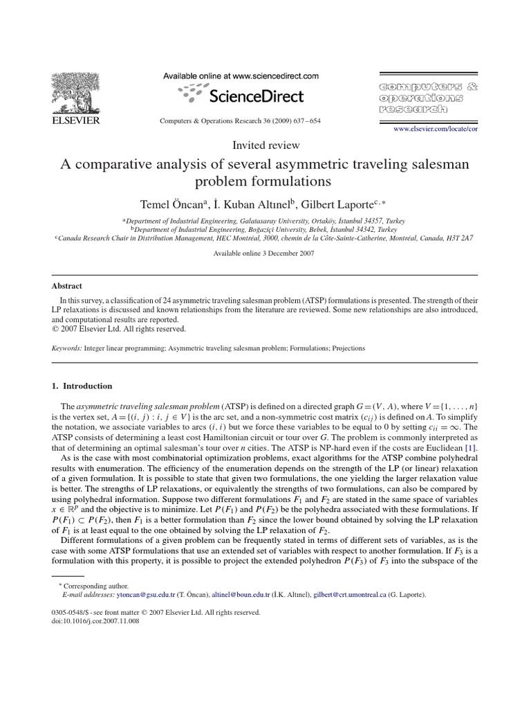 TSP Formulations Oncan PDF | PDF | Linear Programming | Mathematical ...
