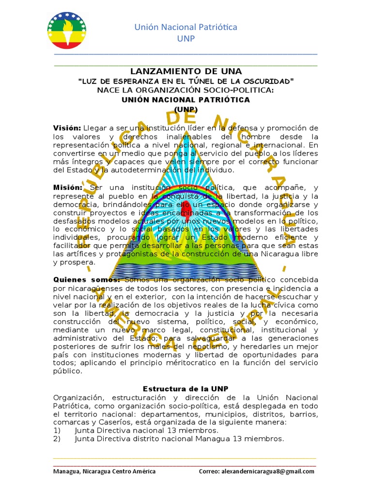 Lanzamiento de La UNP | PDF | Nicaragua | Estado (política)