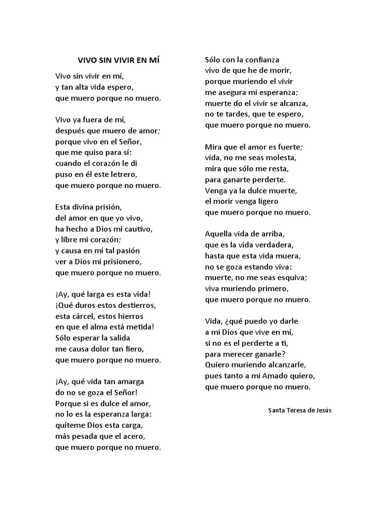 Vivo Sin Vivir en Mí | PDF