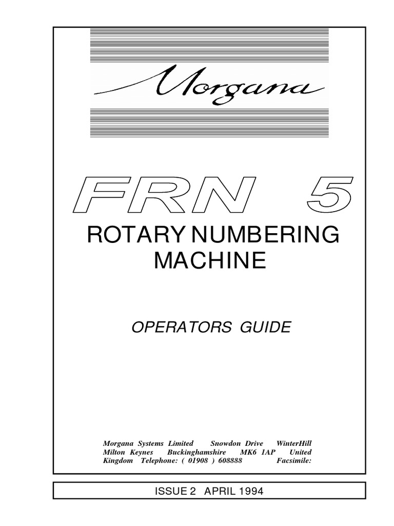 Rotary Numbering Machine: Operators Guide | PDF | Machines | Switch