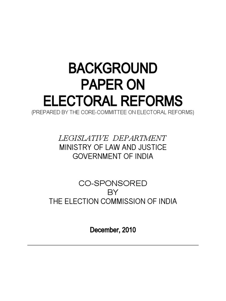 Background Paper On Electoral Reforms: Legislative Department | PDF ...