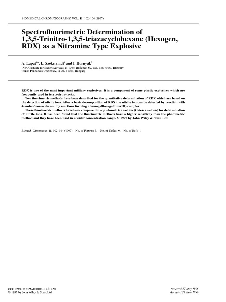 Spectrofluorimetric Determination of 1,3,5-Trinitro-1,3,5 ...