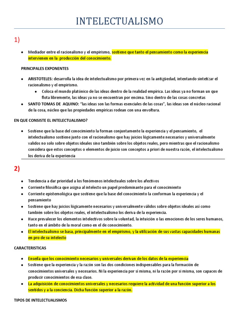 INTELECTUALISMO | PDF | Empirismo | Razón