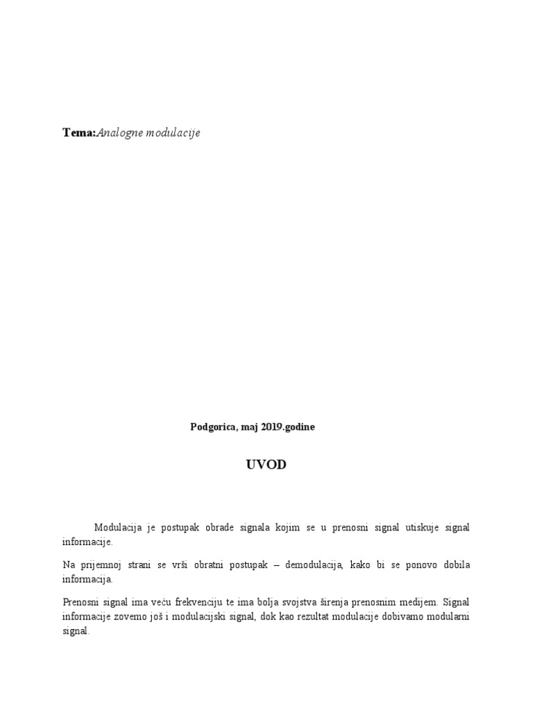 Analogne Modulacije | PDF