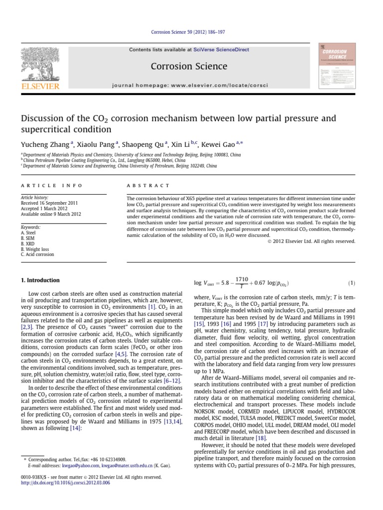 (2012) Discussion of The CO2 Corrosion Mechanism | PDF | Carbon Dioxide ...