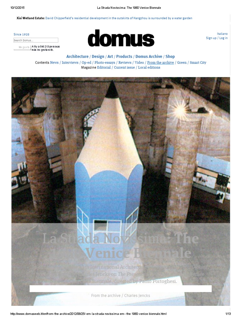DOMUS JENCKS La Strada Novissima - The 1980 Venice Biennale | PDF ...