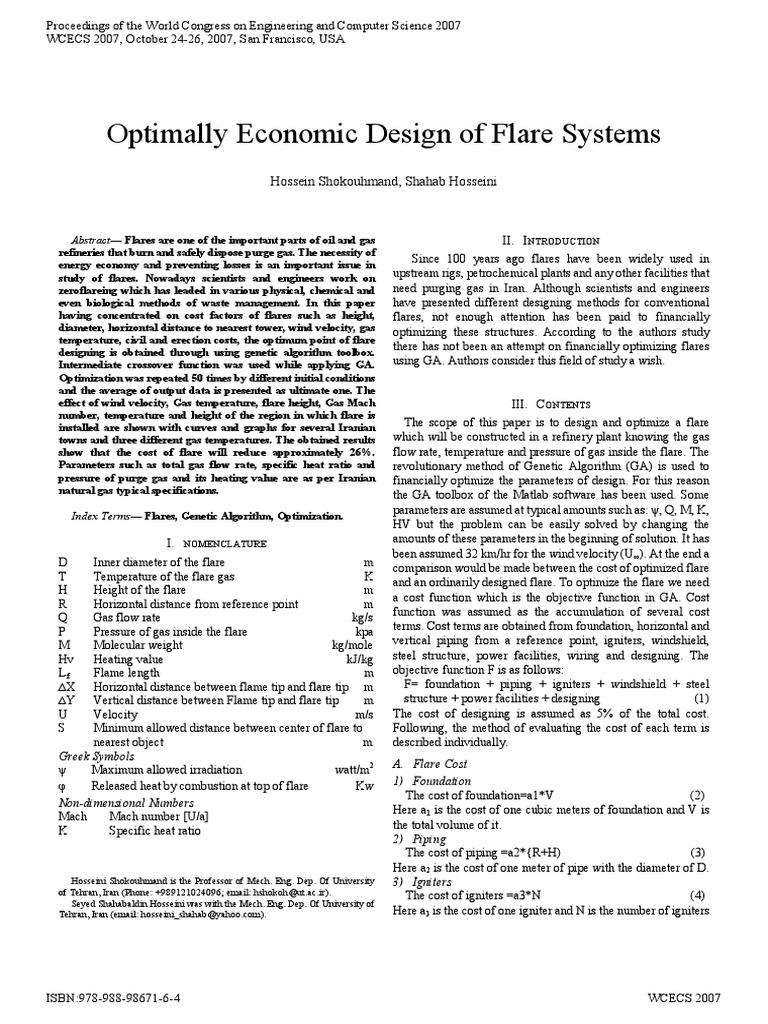 Optimally Economic Design of Flare Systems PDF | PDF | Mathematical ...