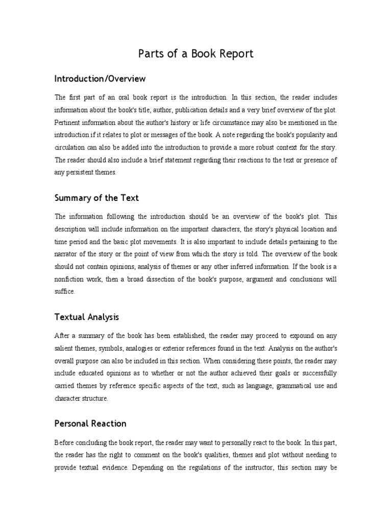 Book Report Guide for Students | PDF | Books | Narration