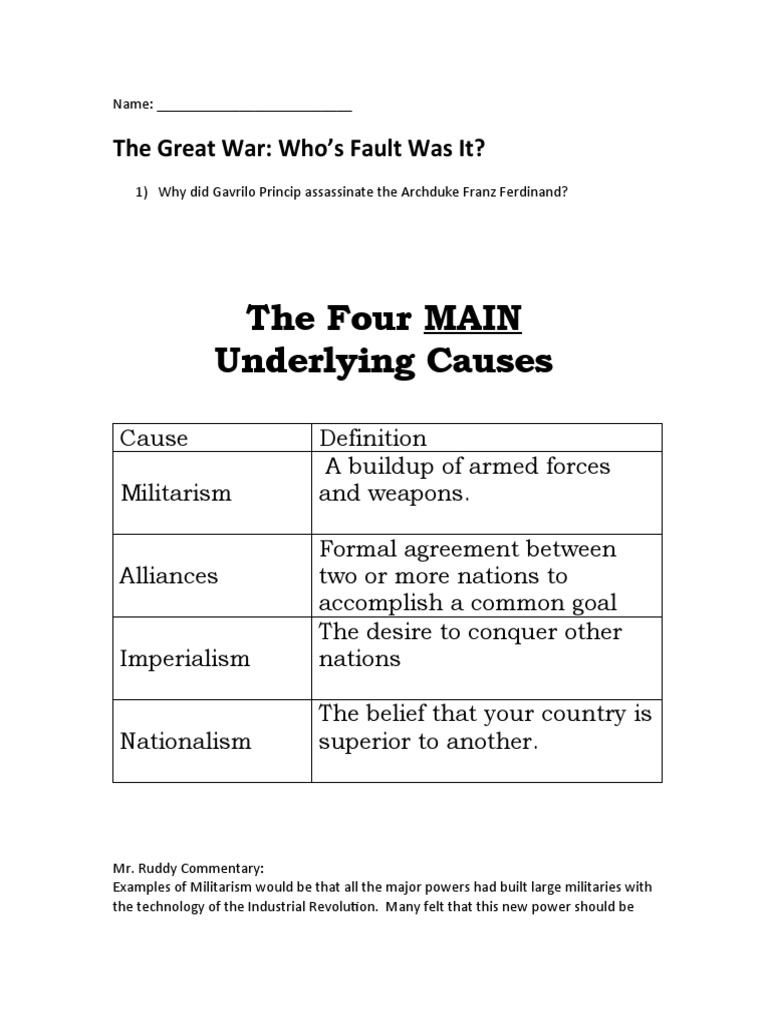 Who's Fault Was WW1 Packet | PDF | Wilhelm Ii | Allies Of World War I