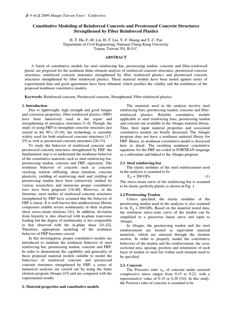 01 - 2009ATUC - Constitutive Modeling | PDF | Reinforced Concrete ...