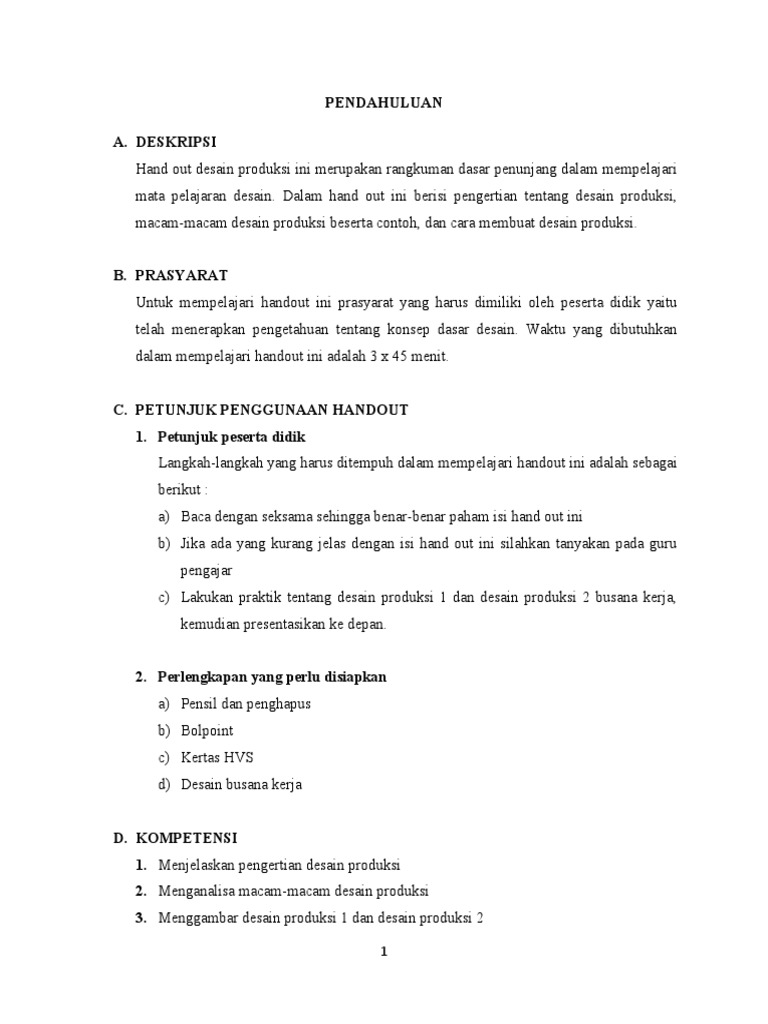 Contoh Handout Desain Produksi | PDF
