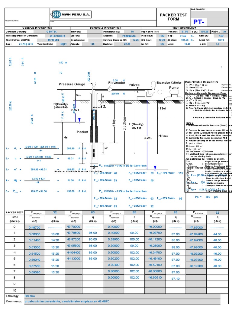Packer Test Form Lumina Copper SAC: Client | Download Free PDF ...