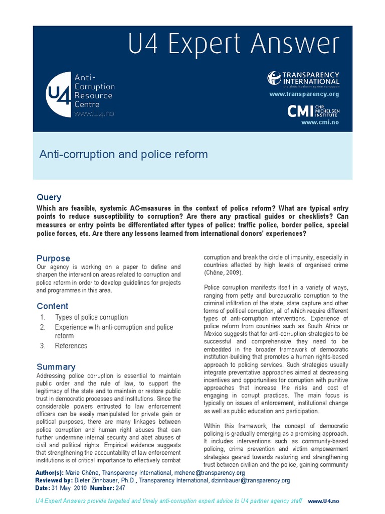 Anticorruption and Police Reform Andrea | PDF | Corruption | Police