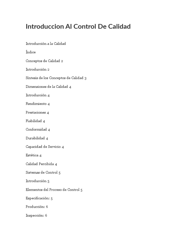 Introduccion Al Control de Calidad | Descargar gratis PDF | Calidad (comercial) | Gestión de la ...