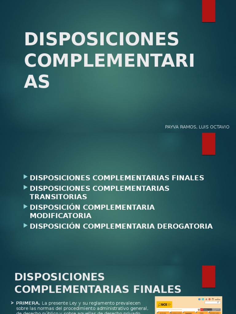 Disposiciones Complementarias | PDF | Regulación | Gobierno