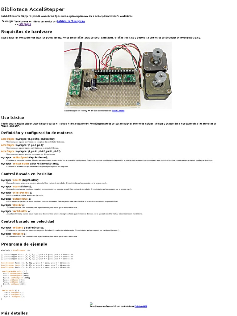 Accelstepper Arduino Library Connecting Stepper Motors To Teensyjj Pdf Biblioteca