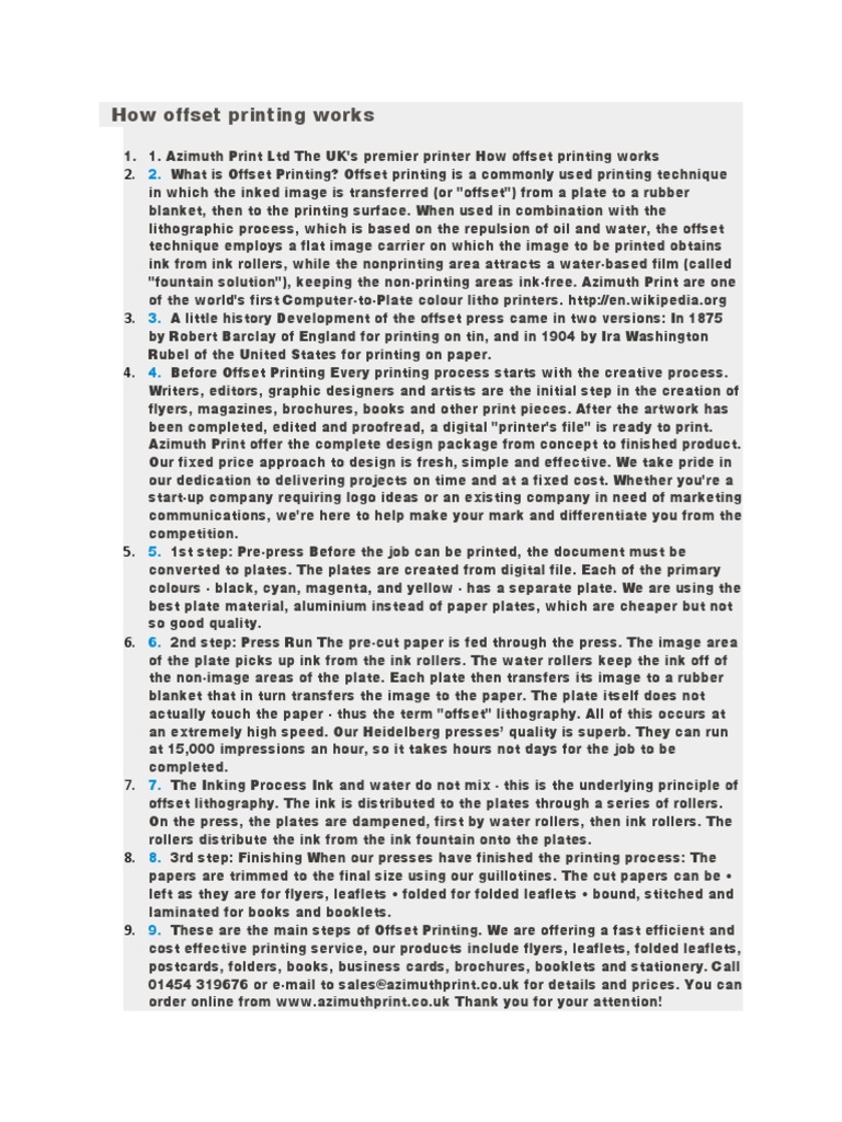 The Offset Printing Process: A Step-by-Step Guide to High-Quality ...