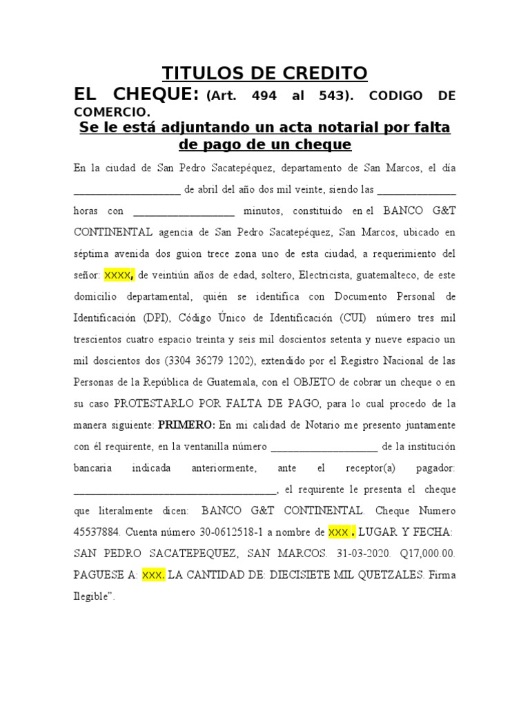 Protesto de Cheque | Descargar gratis PDF | Cheque | Gobierno