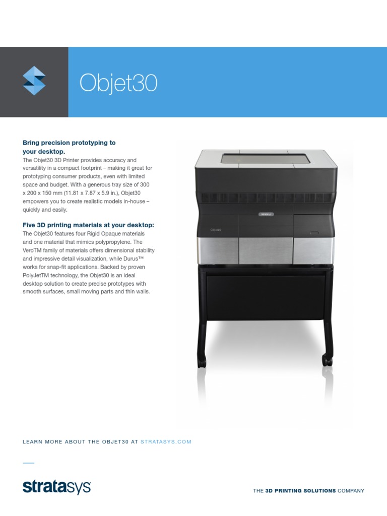 Objet30: Bring Precision Prototyping To Your Desktop | PDF | 3 D ...