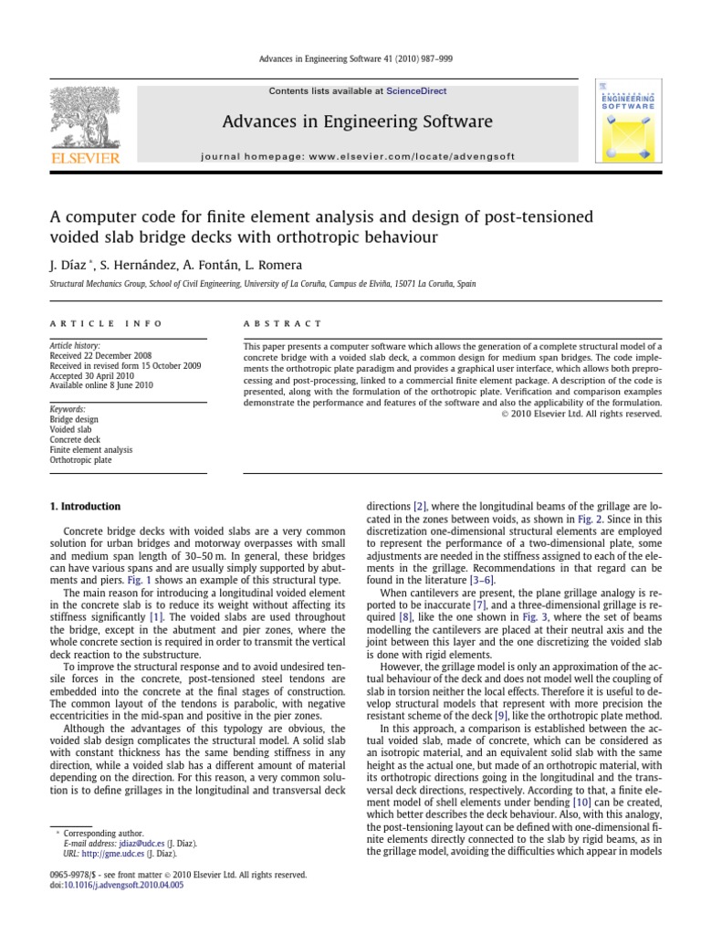 A Computer Code For Finite Element Analysis and Design of Post-Tensioned Voided Slab Bridge ...