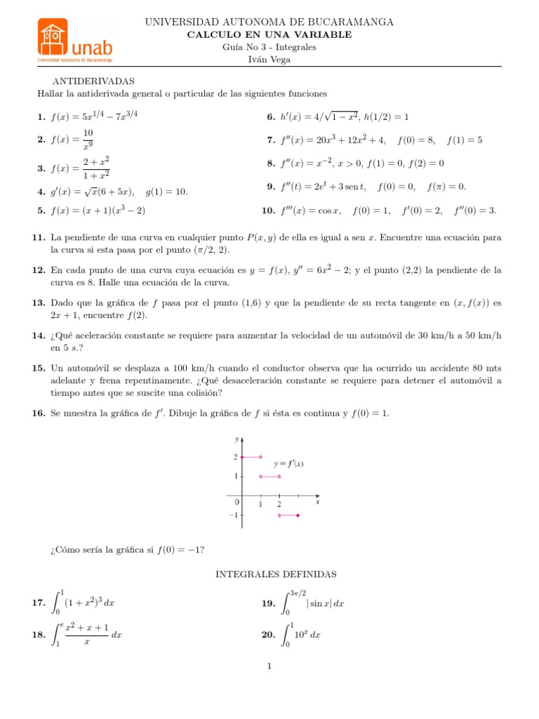 Guia 3 Integrales | PDF | Integral | Pendiente