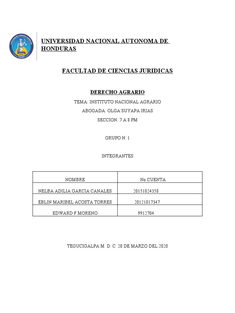Instituto Nacional Agrario Honduras | PDF | Reforma agraria | Agricultura