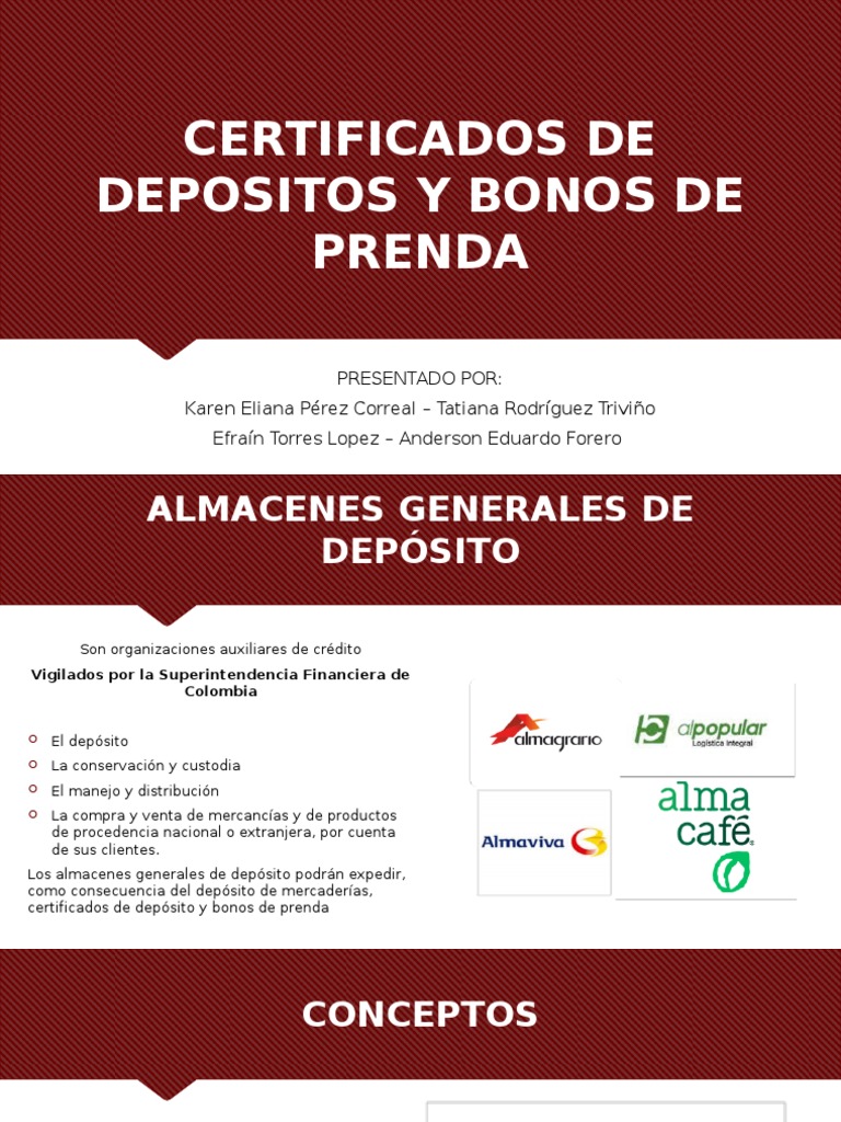 Certificados De Depositos Y Bonos De Prenda Pdf Pagaré Estatuto