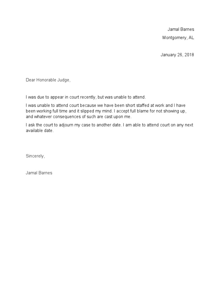 Dear Honorable Judge,: Sincerely | PDF