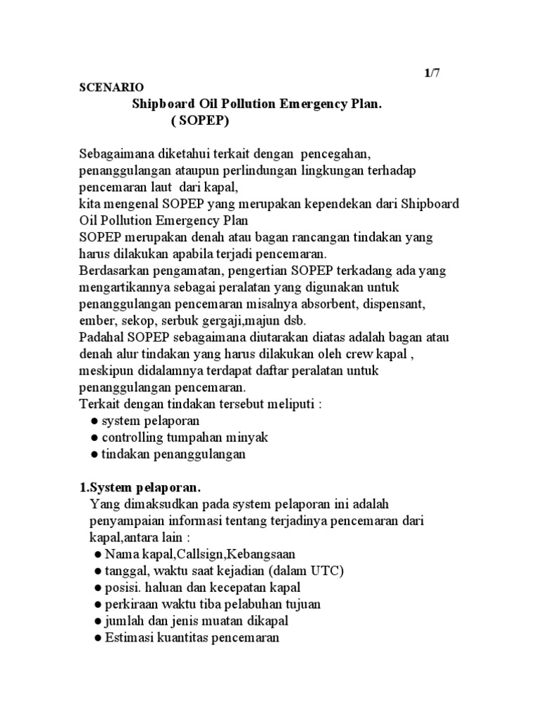 Rencana Tindakan SOPEP Kapal | PDF